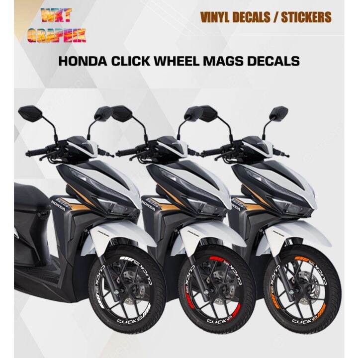 HONDA CLICK 125 / 150 WHEEL MAGS DECALS STICKERS SET (FRONT AND BACK ...
