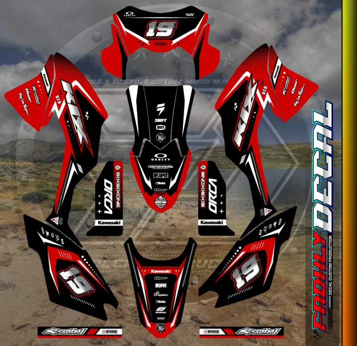 Decal Dekal Sticker KLX BF / G / EXTREME MERAH HITAM PUTIH Dengan ...
