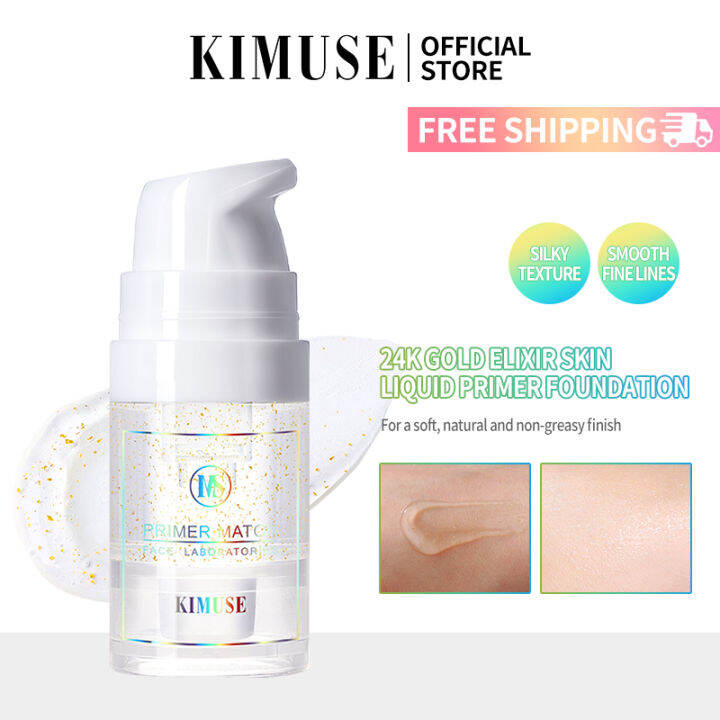 KIMUSE 24k Gold Elixir Skin Liquid Primer Foundation Primer Base Makeup Long Lasting 6ml for ...