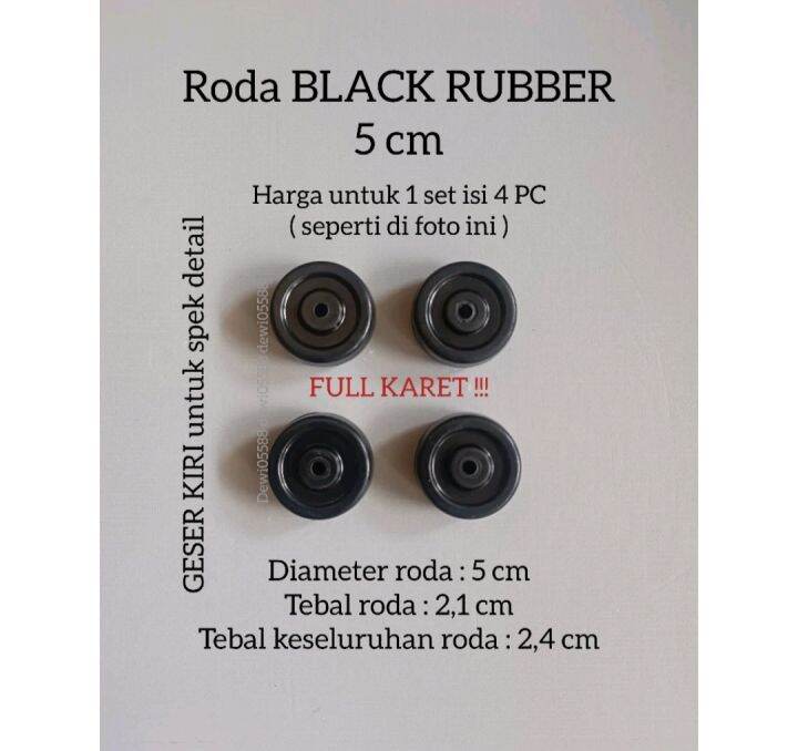 RODA REPLACEMENT, RODA KOPER, RODA PUTAR 360, RODA BLACK RUBBER uk 5cm ...