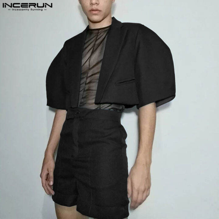 INCERUN Mens Formal Casual Suit Puff Sleeve Blazer & Shorts Loungwear ...