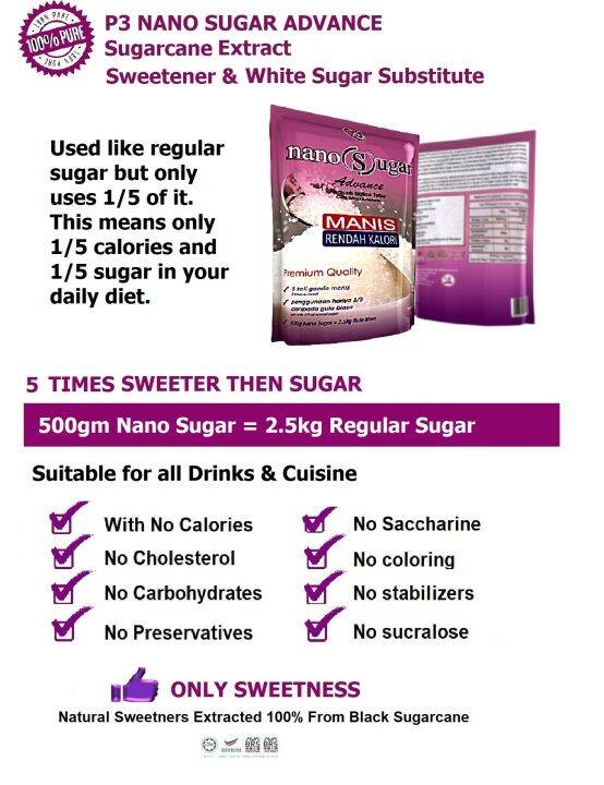 P3 NANO SUGAR & GULA NANO P3 | EKSTRAK TEBU HITAM PEMANIS SEMULAJADI (1 ...