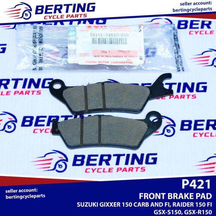 SGP FRONT BRAKE PAD Suzuki Gixxer 150 Carb FI GSX-S150 R150 Raider 150 ...