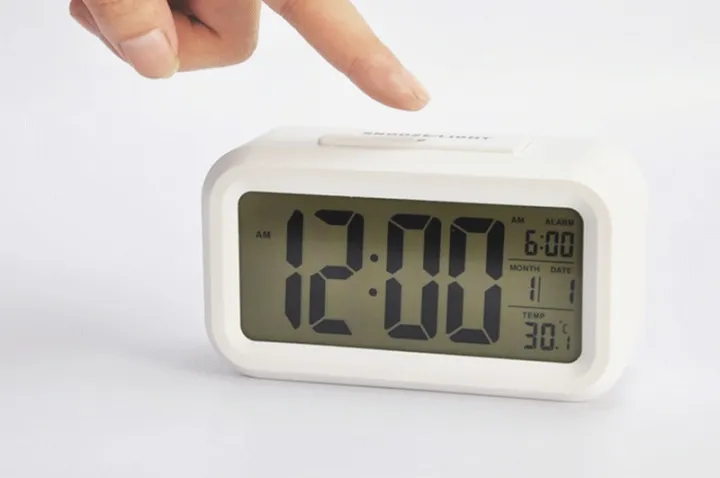 LED Digital Alarm Clock Creative Lazy Temperature Light Sensor Luminous ...