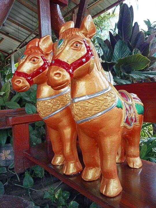 D234.รูปปั่นม้า ม้ามงคล (💥ขายเป็นคู่, ราคานี่ได้ 2 ตัว) ม้าแก้บน ม้าคู่ ม้าแต่งบ้าน ม้าเผือก ม้า ...