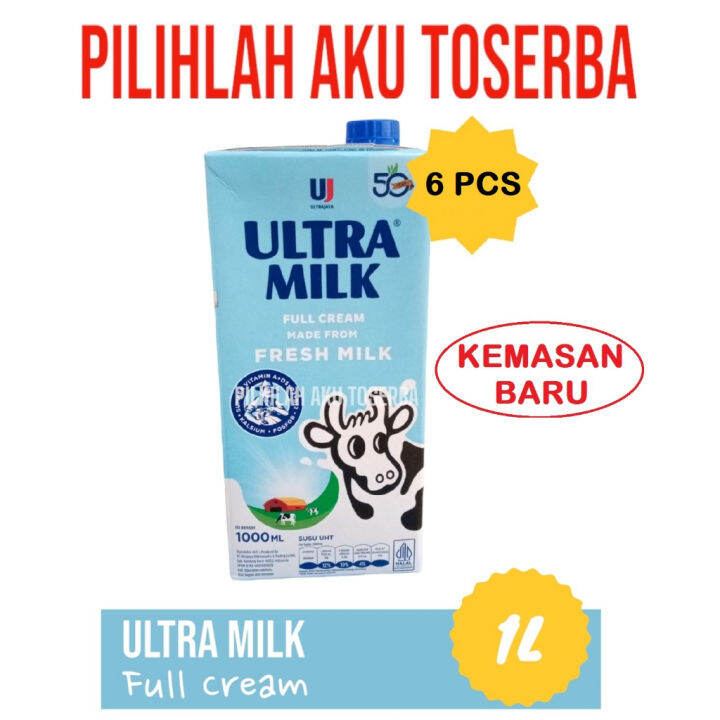 SUSU ULTRA FULL CREAM 1 LITER / Ultra Milk Full Cream 1000 ML - ( 1 PAKET ISI 6 ) | Lazada Indonesia