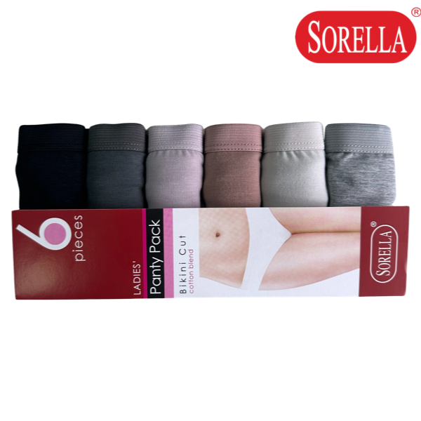 SORELLA 6 in 1 bikini panty pack AH323 fashion womens underwear panty nude neutral colors ...