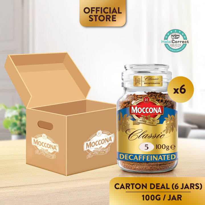 (6 Jars Carton Deal) Moccona Classic Decaffeinated Intensity 5 Freeze ...