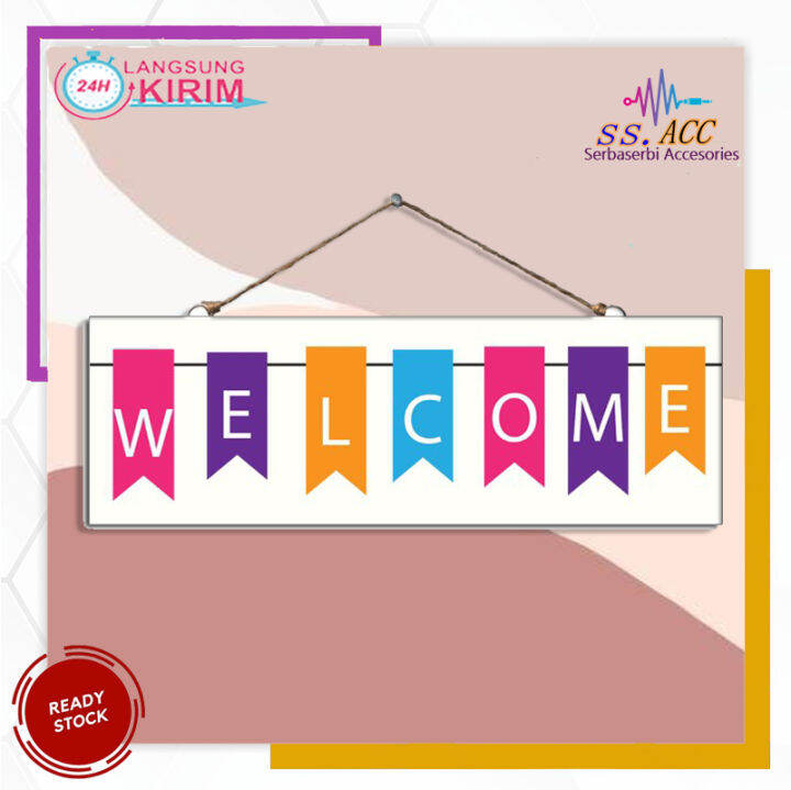 [Authentic] Hiasan Pintu Tulisan Welcome Hiasan Dinding Tema Welcome ...