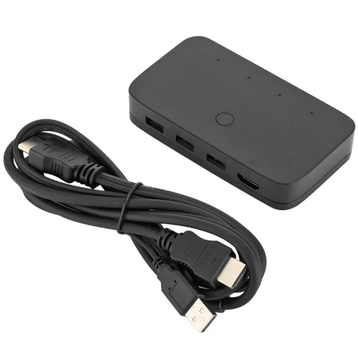 KVM Switch 4 Port Switch 4 in 1 Out KVM USB Switch Box Shared Keyboard ...