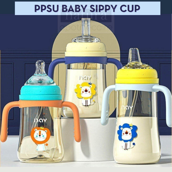PPSU Baby Sippy Cup Drinking Feeding Training Bottle, with Straw ...