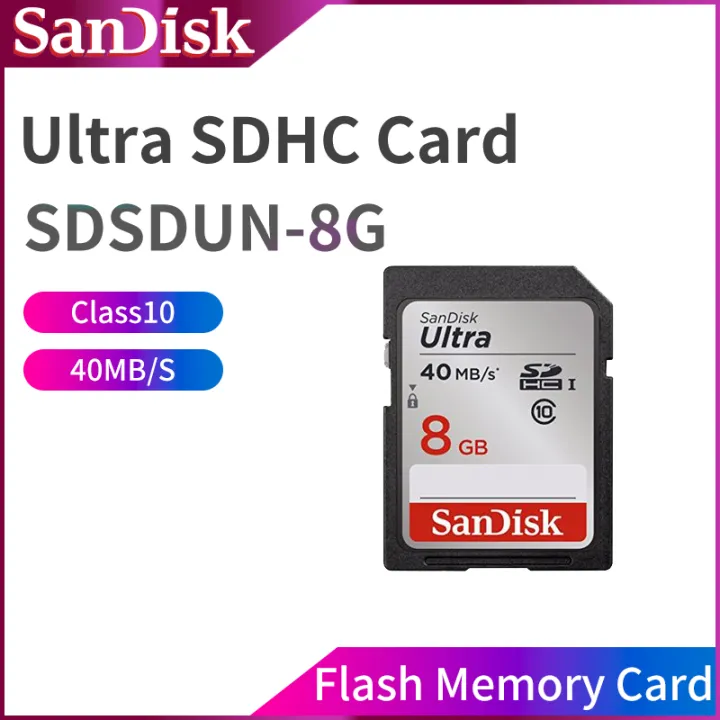 SanDisk Ultra 8GB Class 10 SDHC Memory Card Up to 40MB/S- SDSDUN-008G ...