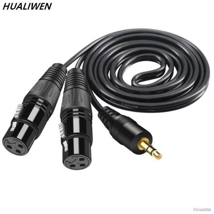 XLR Cable 3.5mm Stereo Jack male female to Dual XLR Male OFC Aux Audio ...