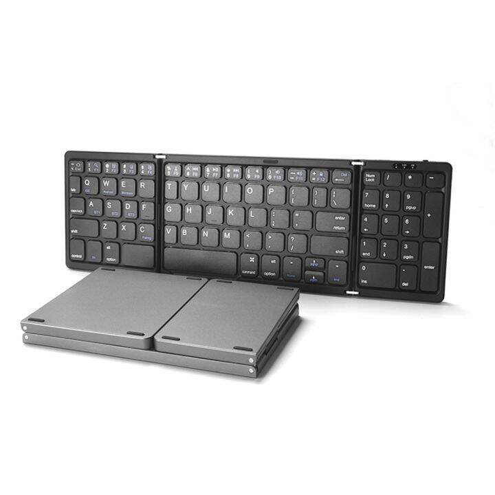 Portable Three Folding Bluetooth Keyboard Wireless Foldable Keypad For ...