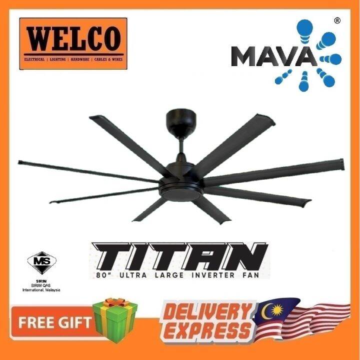 MAVA 80 8 BLADE REMOTE CONTROL CEILING FAN [TITAN] BLACK | Lazada