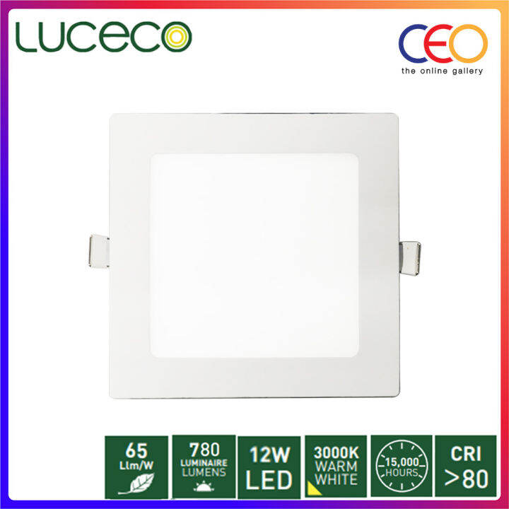 Luceco LED Eco Square Edgelit LuxPanel Downlight 172mm Warm White ...