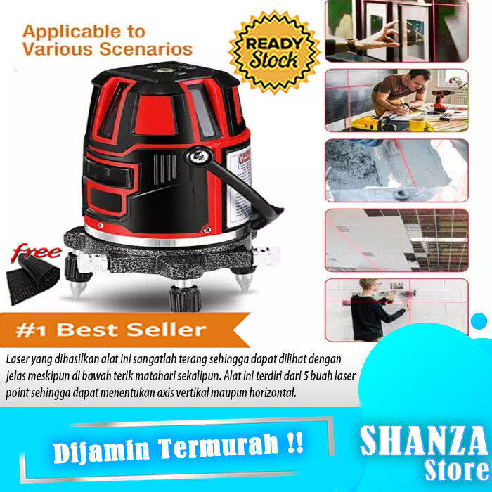 BISA COD - Laser Level Mesin Self Leveling 5 Line Laser Red Beam ...