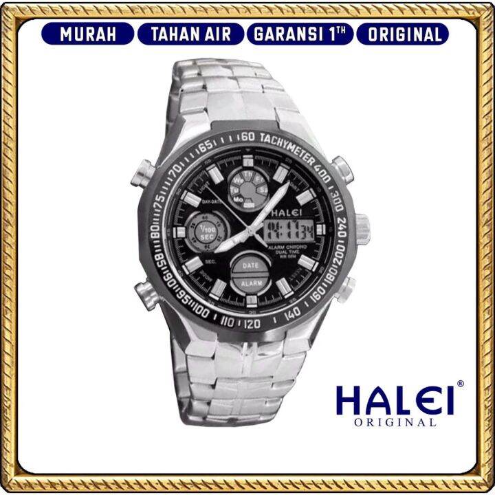 HALEI Watch Jam Tangan Pria Cowok Laki Laki Rantai Stainless Steel ...