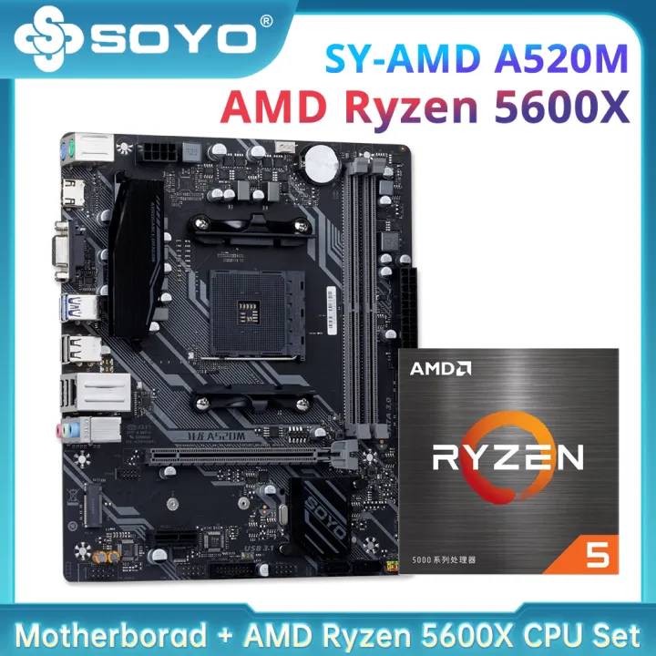 SOYO nd New Dragon A520 Motherboard with AMD Ryzen 5 5600X CPU Set NVME ...