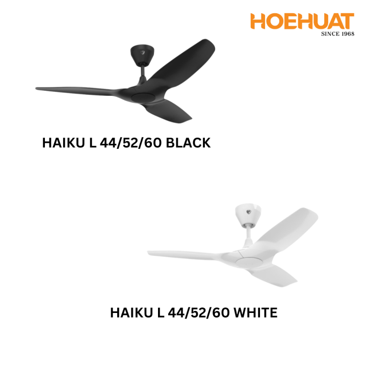 Haiku L 44" 3B Ceiling Fan Remote Control Universal Mount Black/White ...