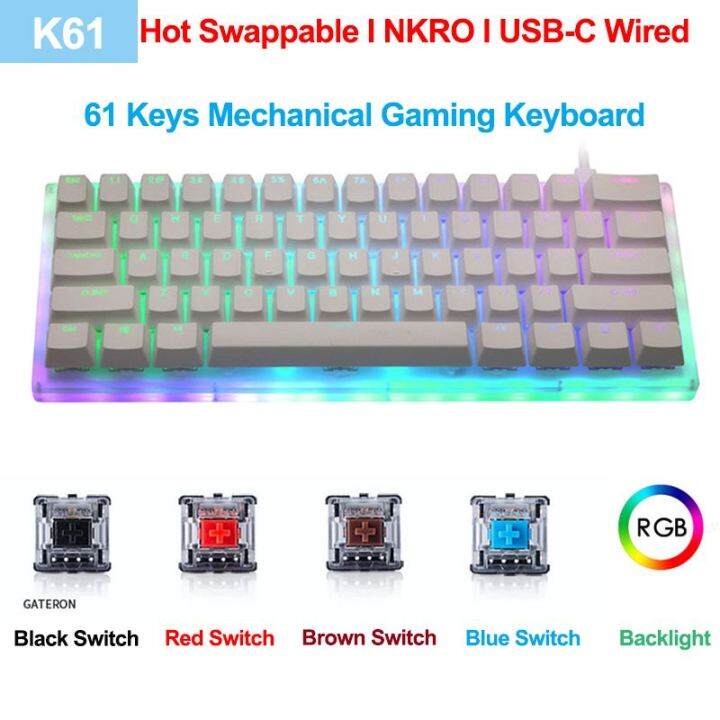 Small K61 Keys Mechanical Gaming Keyboard Tyce-C Wired RGB Backlit ...