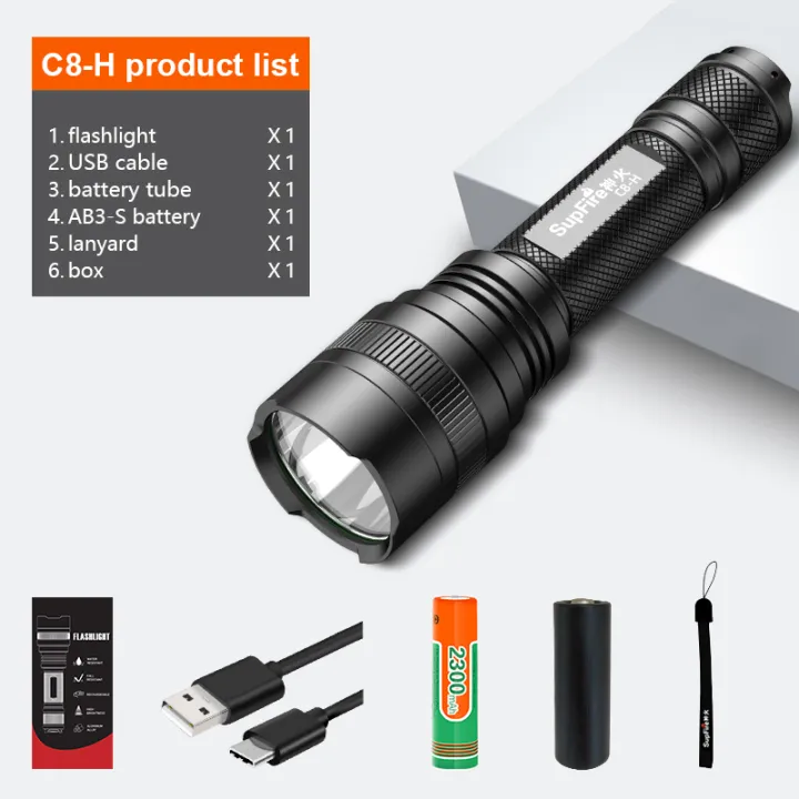 Supfire Fire C8 Power Torch Charging Super Bright Long-Range Led Small ...