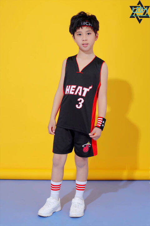 Kids Basketball Jersey Miami Heat #3 Wade Basketball Jersey Boys&Girls ...