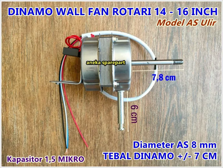 DINAMO WALL FAN ROTARI 16 INCH RRT ORIGINAL PANJANG AS 7,8 CM | Lazada ...