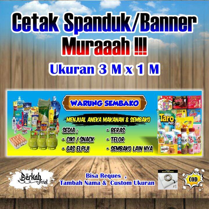 Spanduk Banner Warung Sembako Ukuran 3 Meter X 1 Meter | Lazada Indonesia