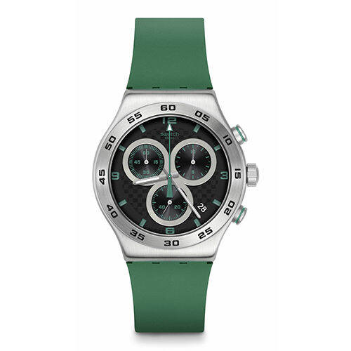 Swatch Carbonic Green 42mm Rubber Strap Chronograph Watch | Lazada ...
