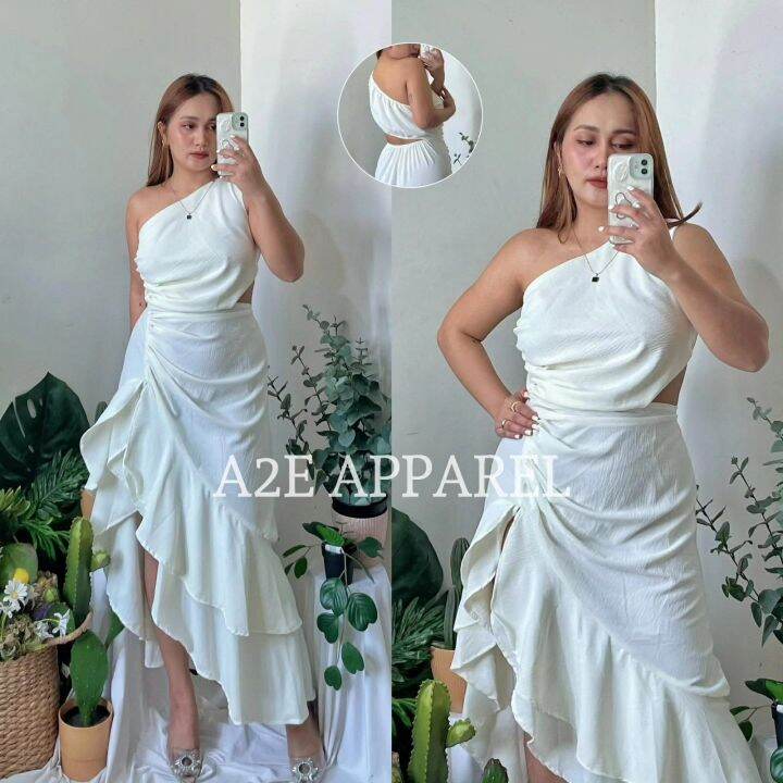 A2E | Fida Dress | Assymetrical One Side Ruffles Layered Cut Out Sexy ...