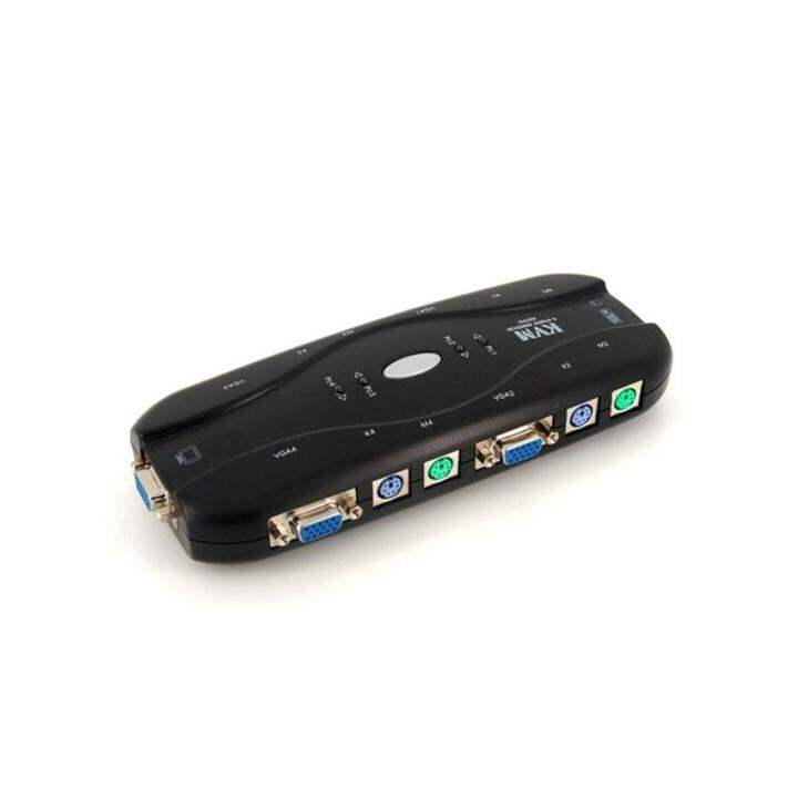 KVM 4 Port Auto Selector VGA Print Switch Box (สีดำ) | Lazada.co.th