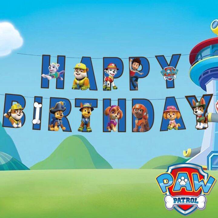 Paw Patrol Happy Birthday Banner Paw Patrol Banner Birthday Character ...