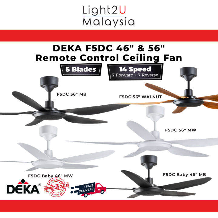 DEKA F5DC 46" / 56" Remote Control Ceiling Fan (5 Blade) || Kipas ...