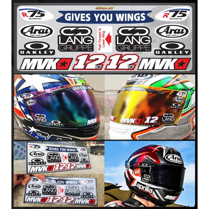 ส่งฟรี…!!สติ๊กเกอร์ติดชิวหมวกกันน็อต ARAI / STICKER HELMET STICKER ARAI ...