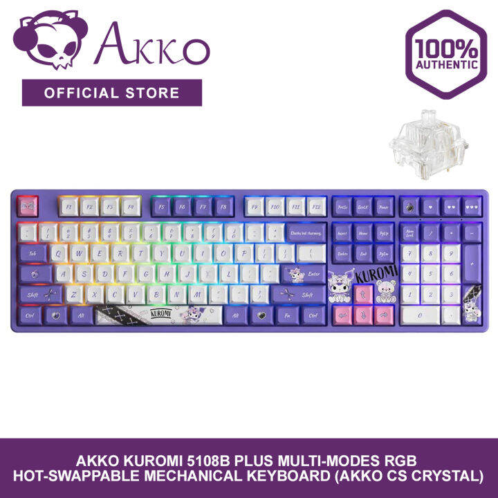 Akko Kuromi 5108B Plus Multi-Modes RGB Hot-Swappable Mechanical Keyboard (Akko CS Crystal ...