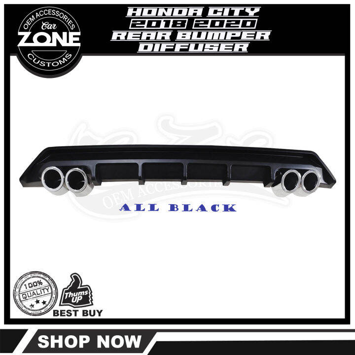 Honda City 2018-2020 Rear Bumper Diffuser (All in Matte Black) | Lazada PH