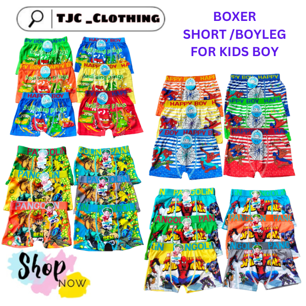 6 pcs BOXER SHORT/BOYLEG FOR KIDS BOY (ASSORTED COLOR AND CHARACTER ...