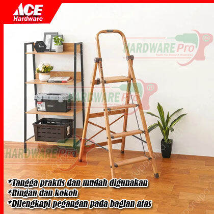 Tangga Lipat Aluminium 4 Step Motif Kayu Pijakan Kaki 4 Steps Aluminium ...