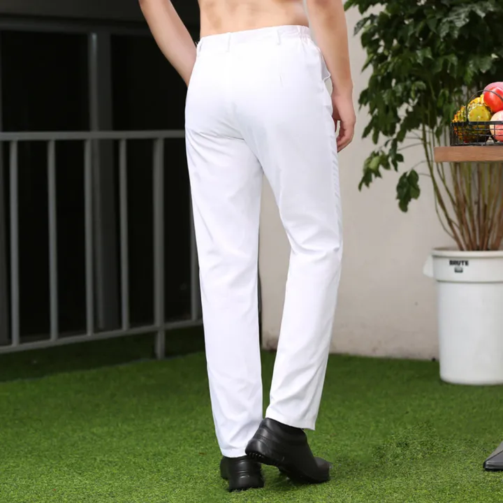 White Chef Uniform Pants Restaurant Kitchen Cooking Pants Catering Food ...