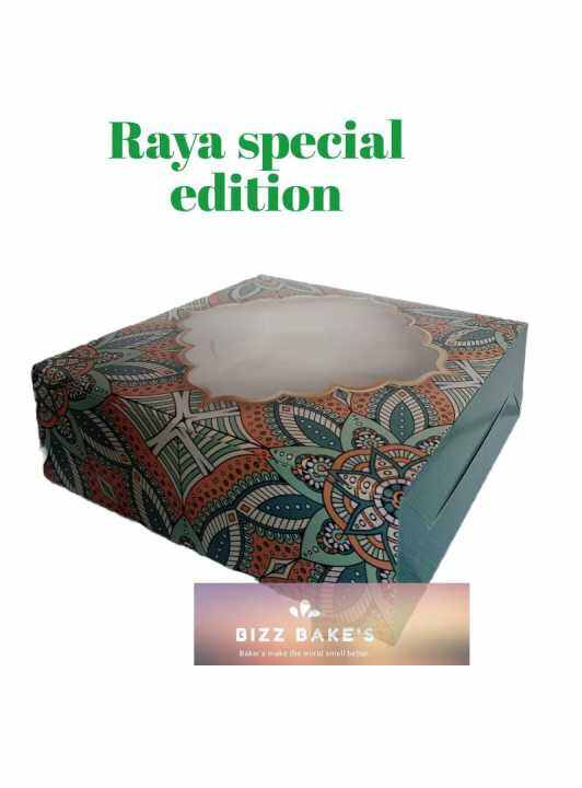 (BATIK) Raya Design Kotak kuih talam/ Packaging box (8x8x2.5) inch | Lazada