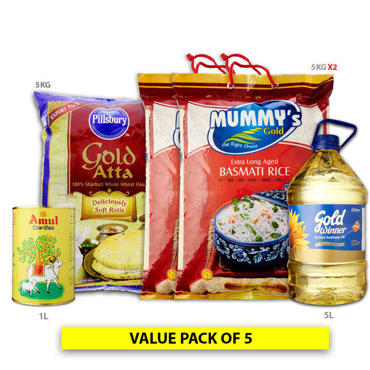 MUMMY'S GOLD BASMATI RICE-(2PCS), Pillsbury Gold Atta 5kg, Gold Winner ...