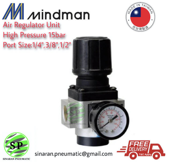 Mindman MAR401 3/8" and 1/2" High Pressure Air Regulator "Made in ...