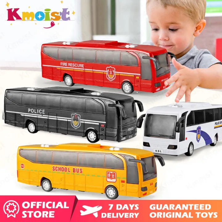 Kmoist เด็กรถรถบัสของเล่นที่มีเพลงแสงเฉื่อยจำลองรถโรงเรียนรุ่นรถตำรวจของเล่นสำหรับหนุ่มๆสาวๆ ...