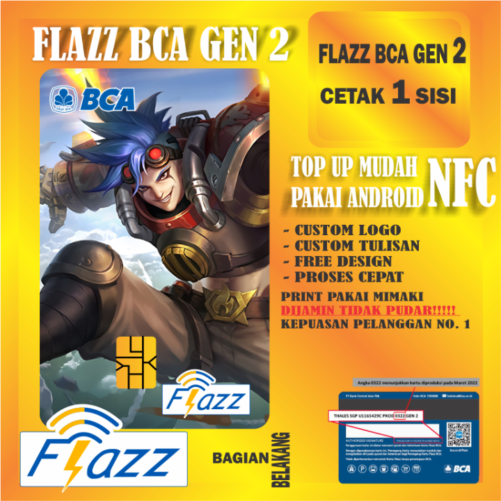 KARTU FLAZZ BCA GEN 2 CETAK 1 SISI CUSTOM GAMBAR ML2 | Lazada Indonesia