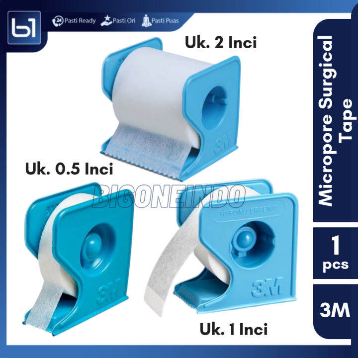 3M Micropore 2 inch 1 inch 0.5 inch, Plester Luka Medis 2 inci 1 inci 1 ...