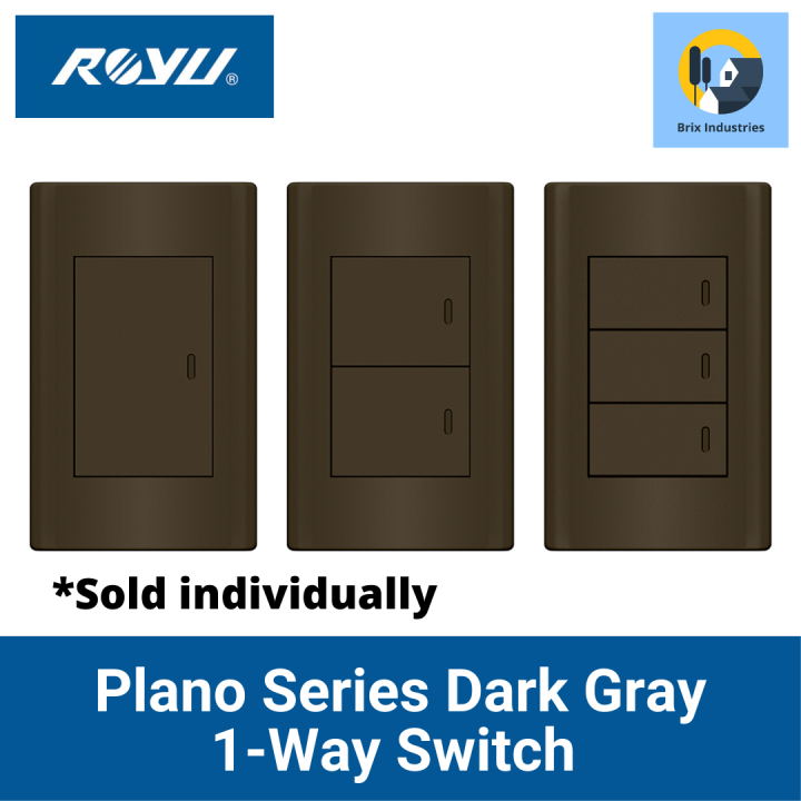 Royu Dark Gray Plano Series 1 Way Switch Set 1 2 or 3 Gang MD511/DG ...