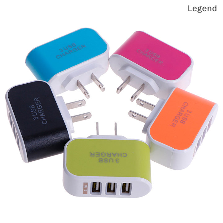 Legend 5V 3.1A Triple USB Port Wall Home Travel AC Mobile Fast Charger ...
