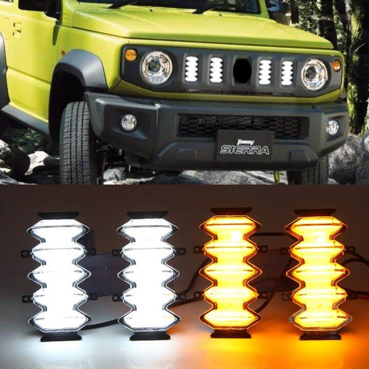 4PCS LED Front Grille Upgrade Lamps Daytime Running Light DRL Yellow ...