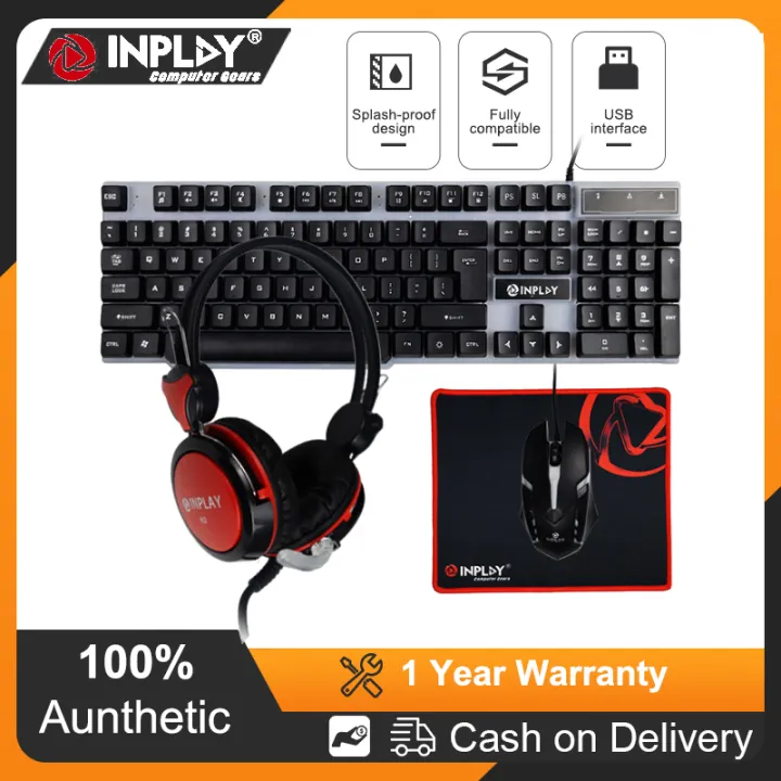 INPLAY 4-IN-1 Gaming Combo Keyboard Mouse PAD Headset for Laptop ...